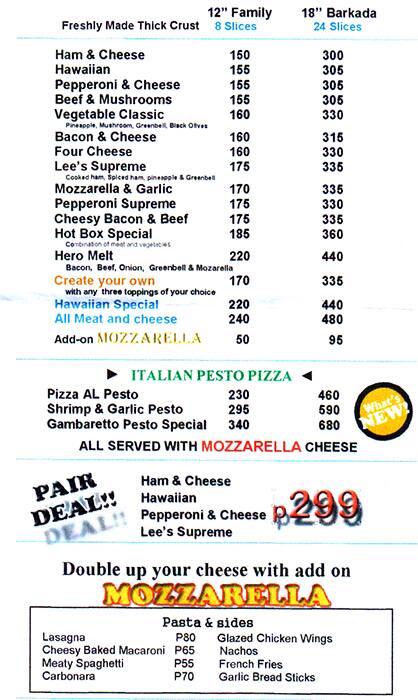 Hotbox Pizza Menu, Menu for Hotbox Pizza, San Isidro, Taytay - Zomato ...