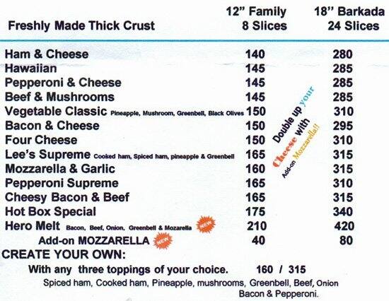 Hotbox Pizza Menu, Menu for Hotbox Pizza, San Isidro, Taytay - Zomato ...
