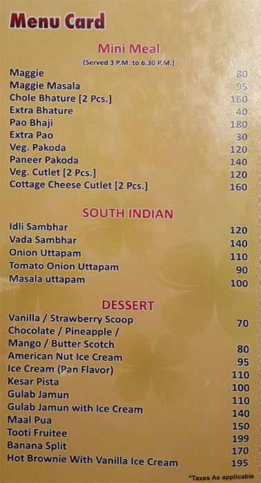 Menu at KC Inn Restaurant, Ajmer, Jaipur Road