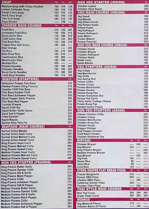 Menu of The SubUrban Eatery, Nalasopara, Mumbai