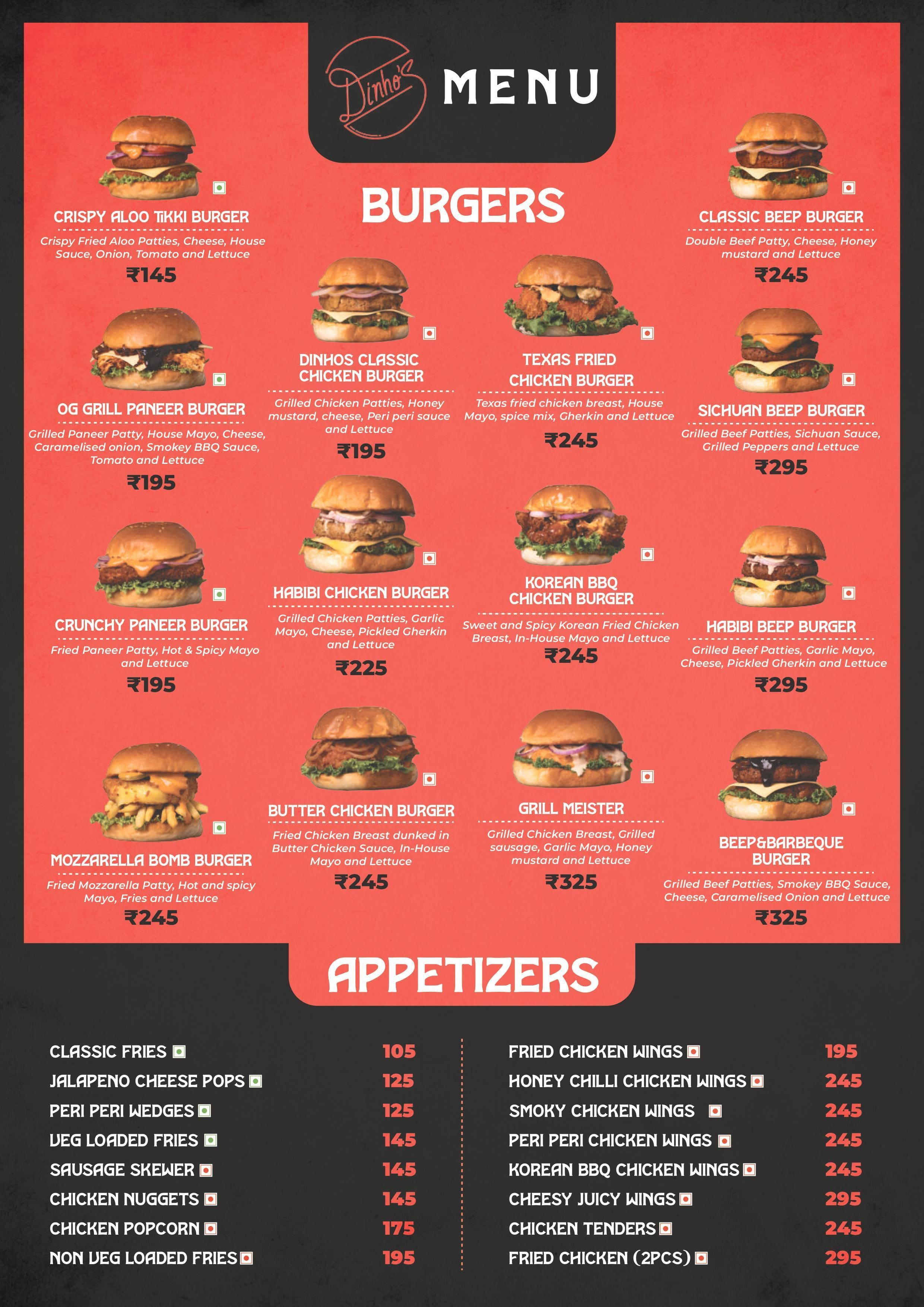 Menu of Dinho's, Thousand Lights, Chennai