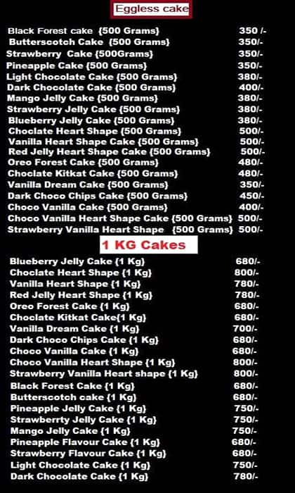 Menu of Cake N Bake, Sector 13, Gurgaon
