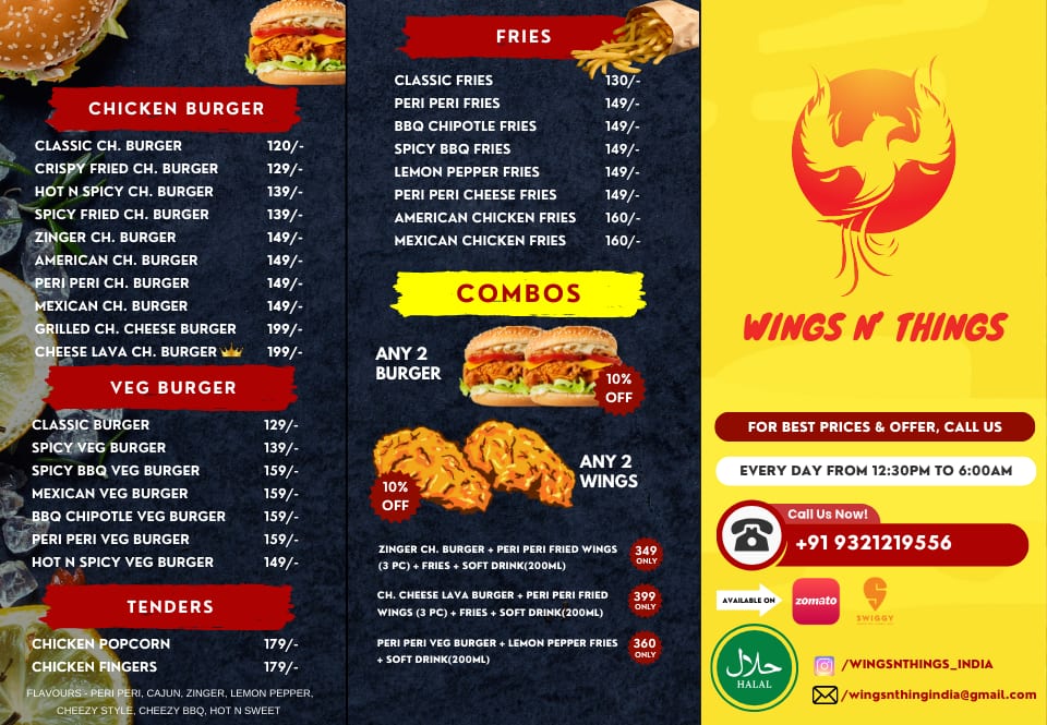Menu of Wings N Things, Oshiwara, Andheri West, Mumbai