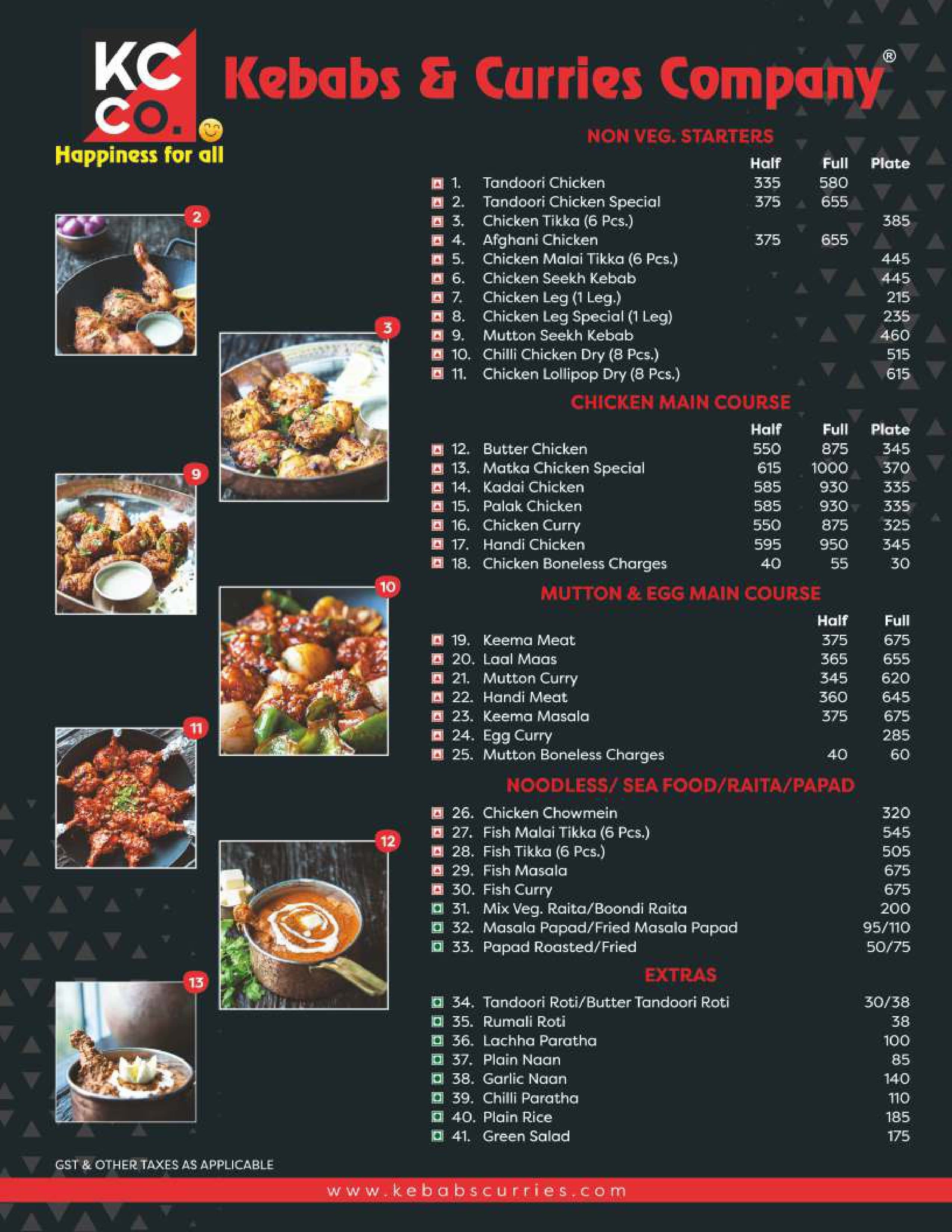 Menu of Kebabs & Curries Company, Sector 54, Gurgaon
