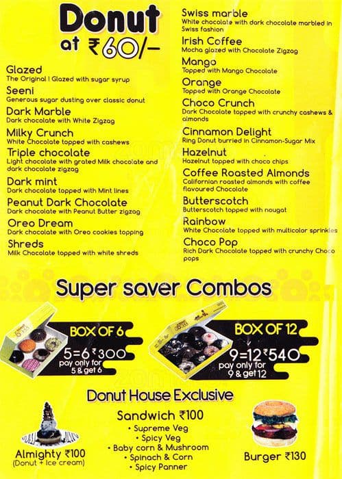 Donut House Menu, Menu for Donut House, Gokulam, Mysore - Zomato