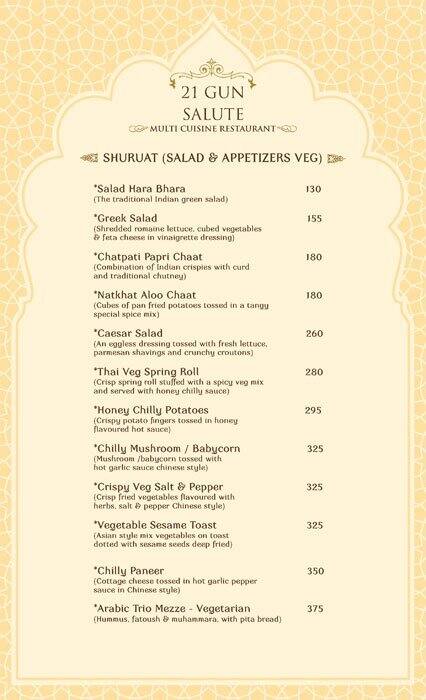21 Gun Salute Menu, Menu for 21 Gun Salute, Sector 29, Gurgaon - Zomato