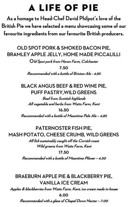 Menu at The Cockpit pub & bar, London