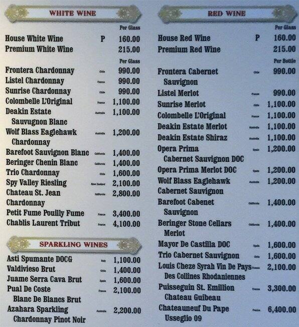 Menu at Mr. Rockefeller pub & bar, Makati