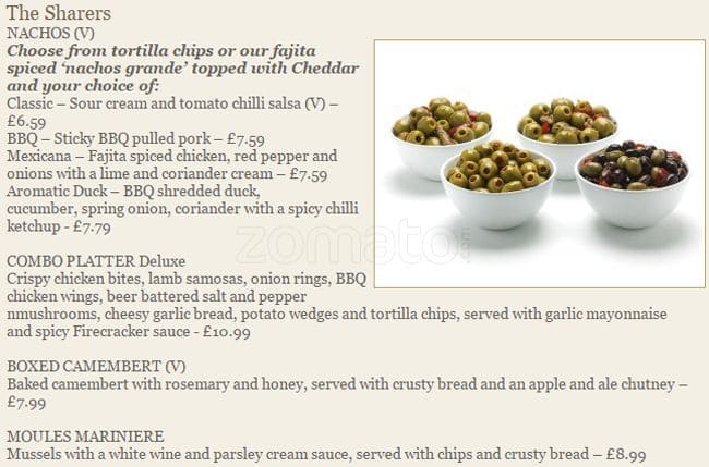 Menu at Fairfield Arms pub & bar, Manchester, 92 Manchester Rd