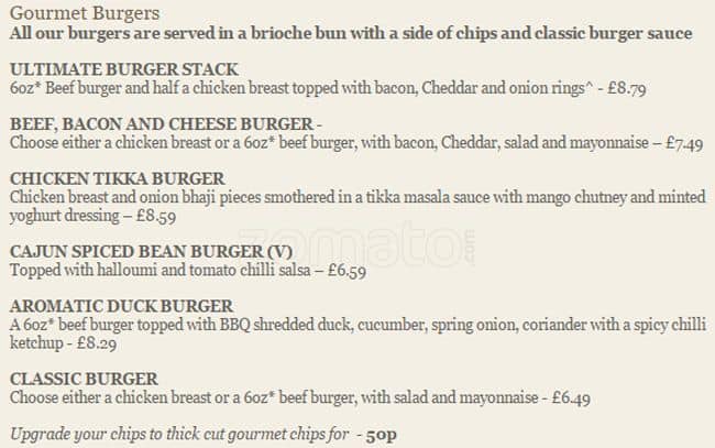 Menu at Fairfield Arms pub & bar, Manchester, 92 Manchester Rd