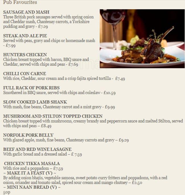 Menu at Fairfield Arms pub & bar, Manchester, 92 Manchester Rd