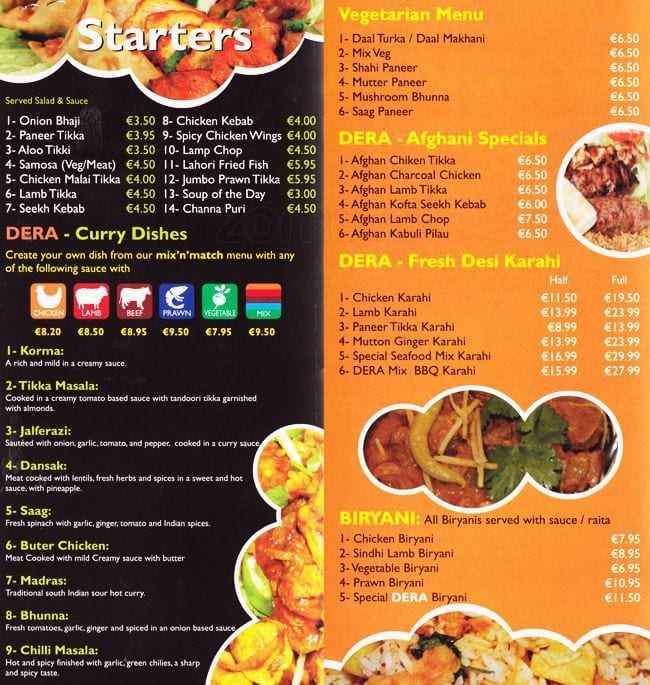 Dera Menu, Menu for Dera, North City, Dublin - Zomato Ireland