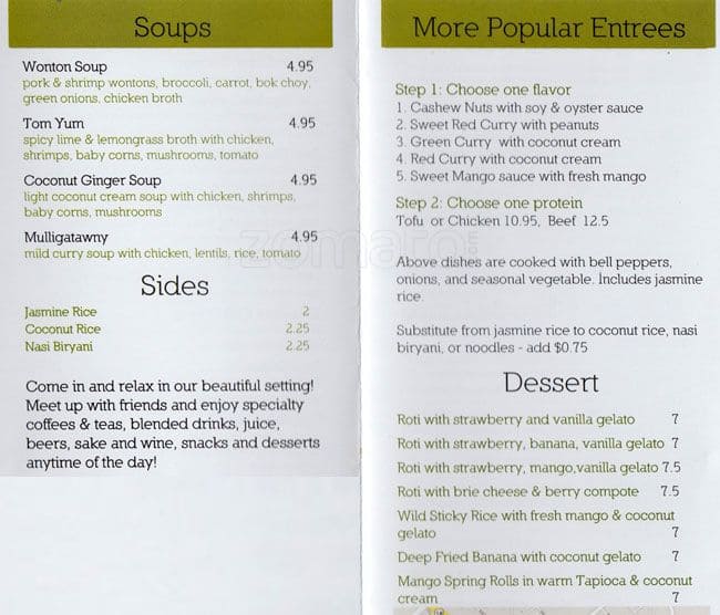 Menu at Manis Restaurant, Surrey