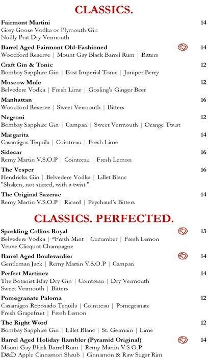 Menu at Pyramid restaurant, Dallas