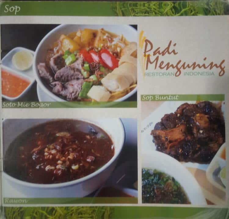 Menu at Padi Menguning restaurant, South Tangerang