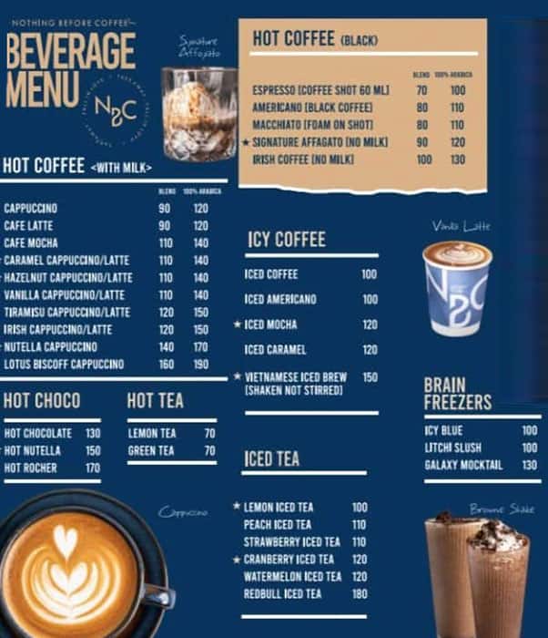 Menu of Nothing Before Coffee, Basavanagudi, Bangalore