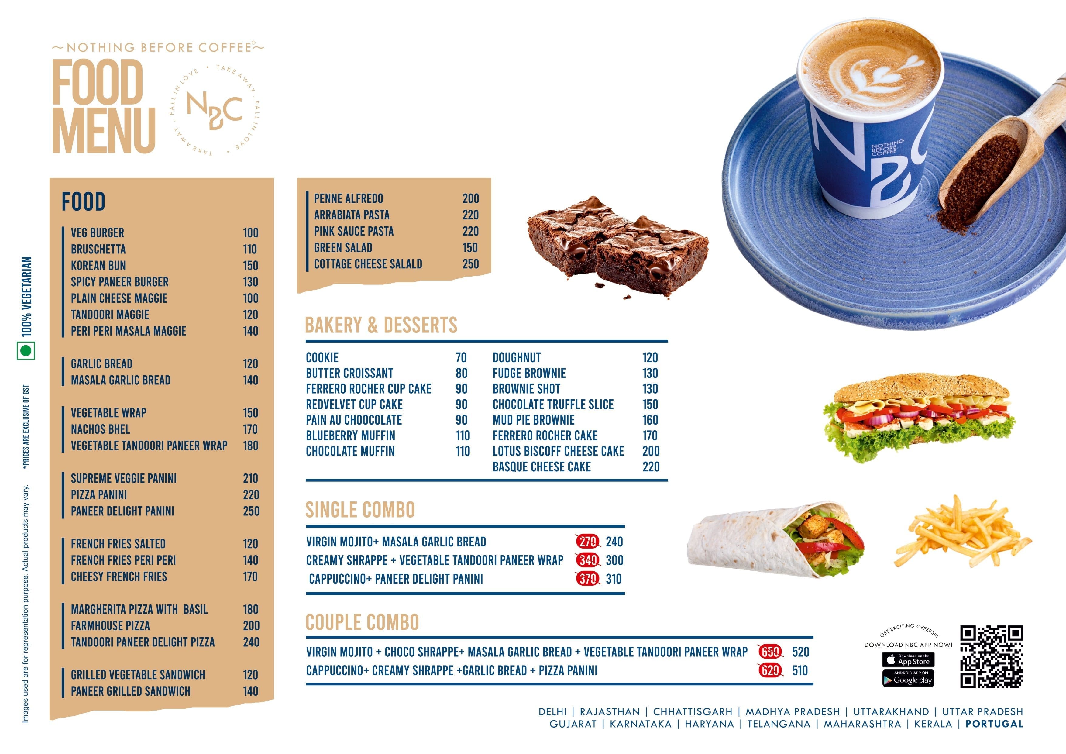 Menu of Nothing Before Coffee, Basavanagudi, Bangalore