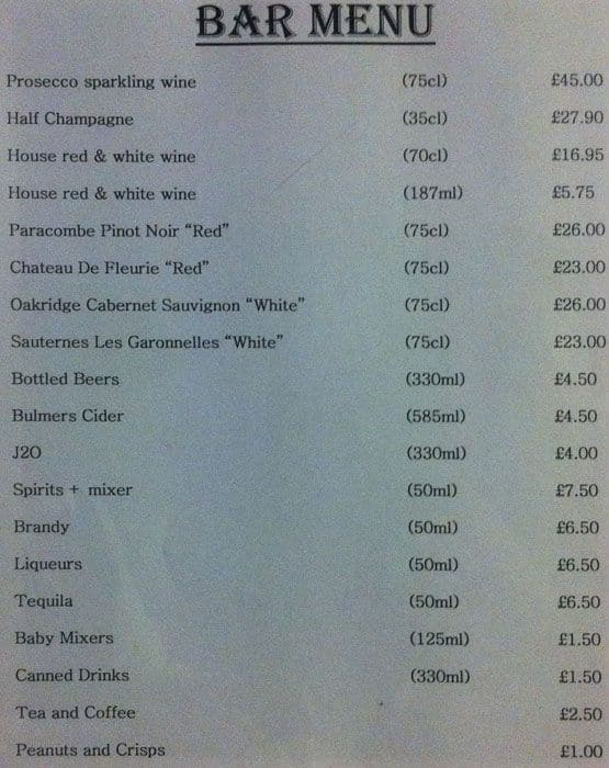 Menu at Mercure London Paddington Hotel pub & bar, London