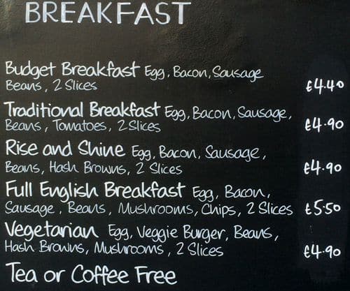 Menu at Piccolo Snack Bar, London, 115 Euston St
