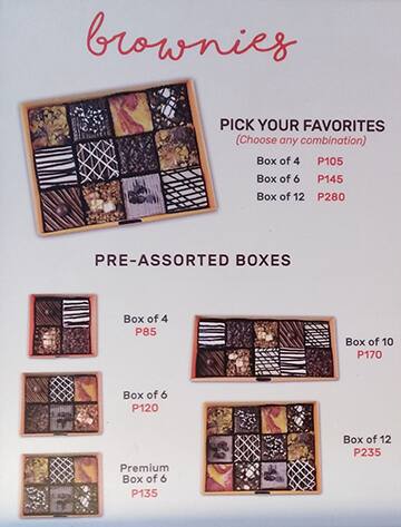 Menu at Brownies Unlimited desserts, Makati, Walter Mart