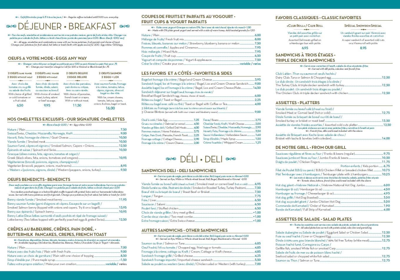 Snowdon Deli Menu, Menu for Snowdon Deli, Côte-Des-Neiges, Montreal ...