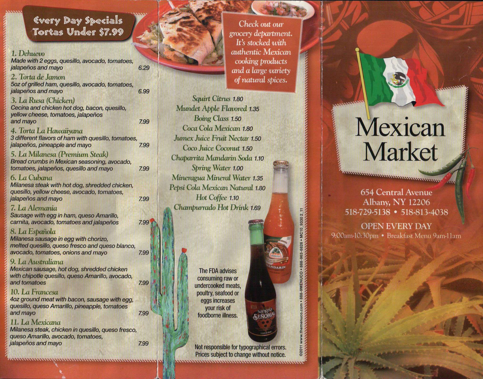 Carta del restaurante Mexican Market, Albany