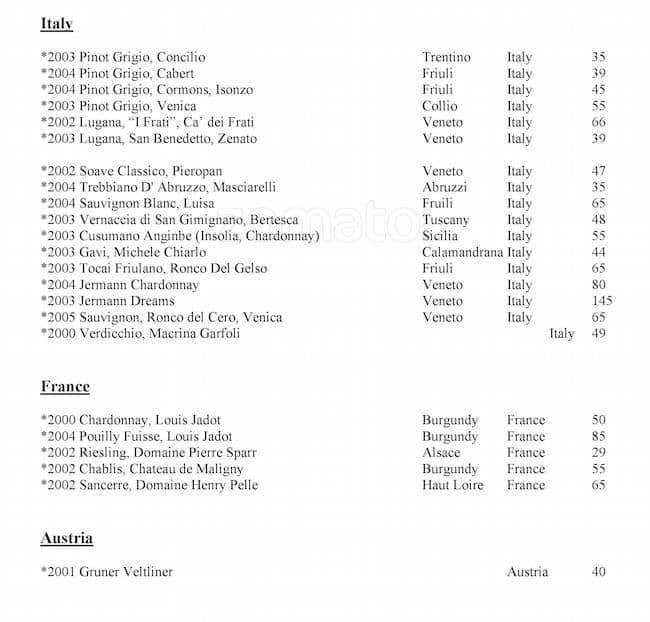 Menu at Joia Ristorante restaurant, Aurora