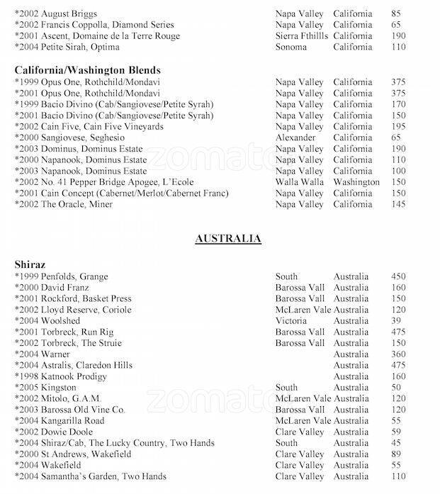 Menu at Joia Ristorante restaurant, Aurora