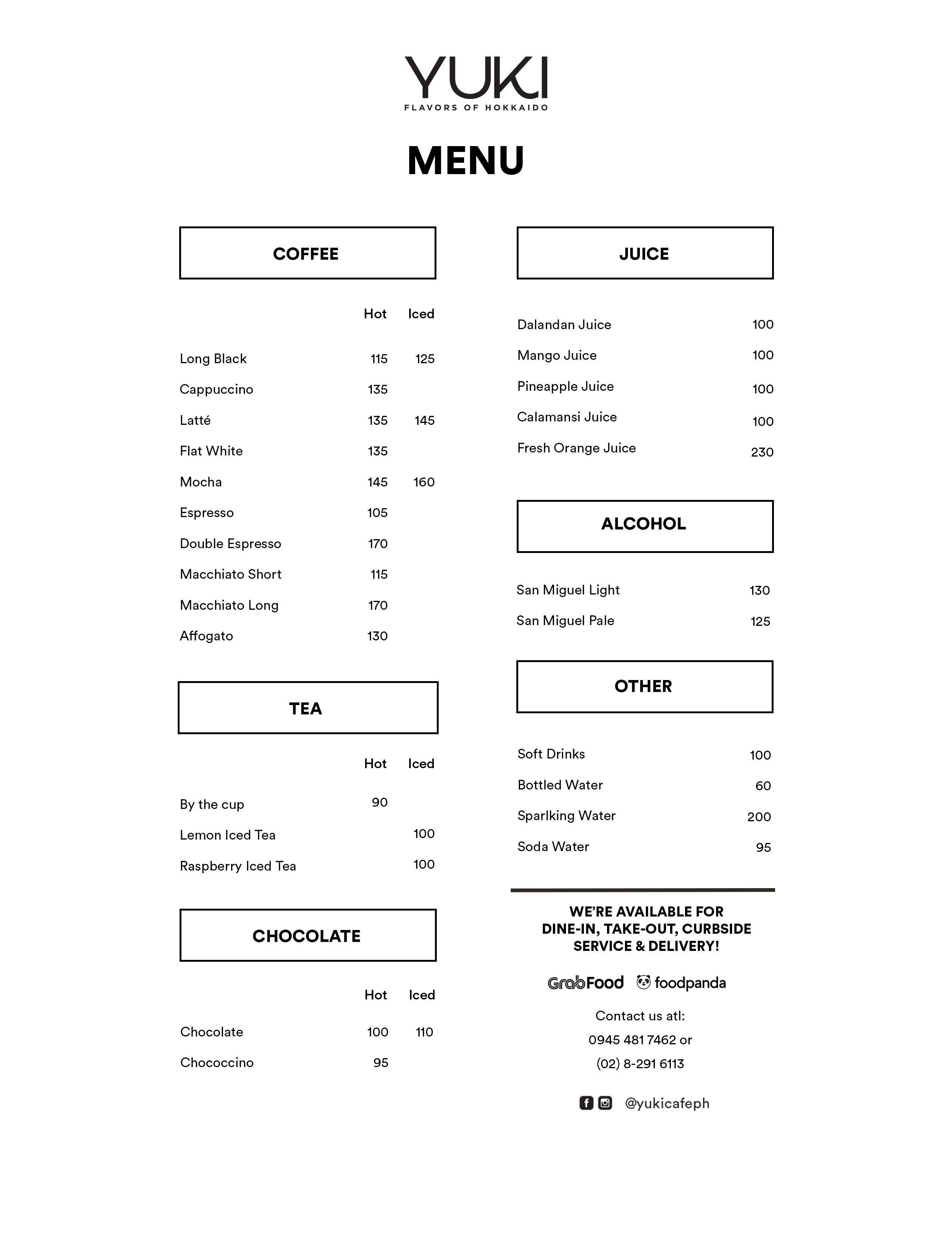 Menu at Yuki - Flavors of Hokkaido, Makati