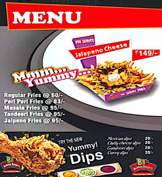 Menu of Bombay Burger's Cafe, Virar, Mumbai