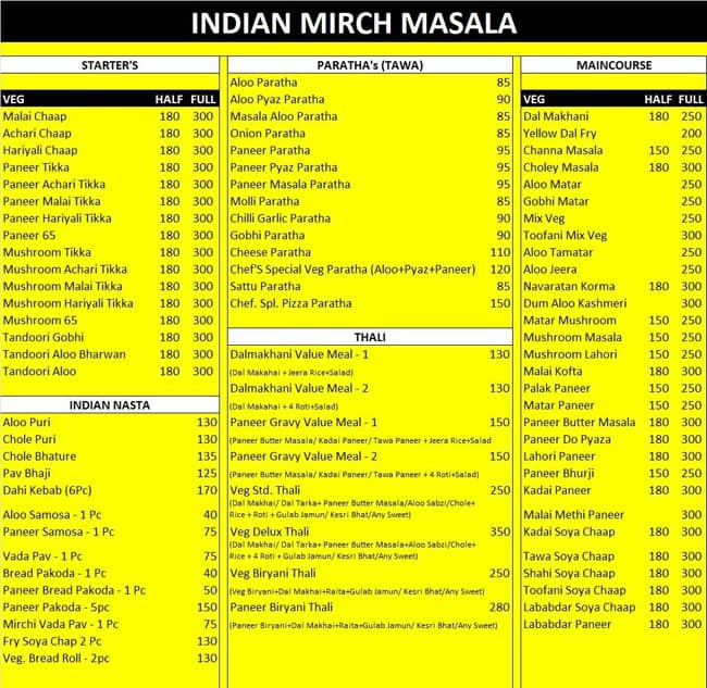 Menu of Murthal Paranthawala, Indirapuram, Ghaziabad