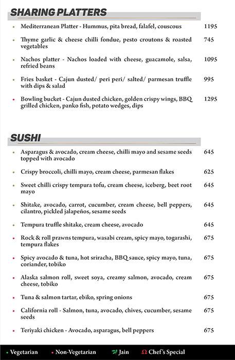 Menu at The Game Palacio, Mumbai