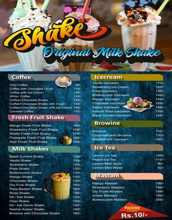 Menu of Shake-Original Milke Shake, Kharadi, Pune