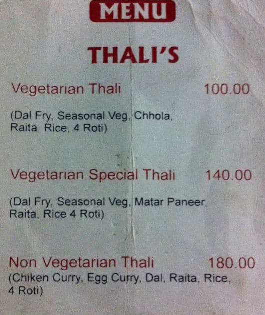 Menu at Purnima Restaurant - Hotel New Rama Krishna, Lucknow