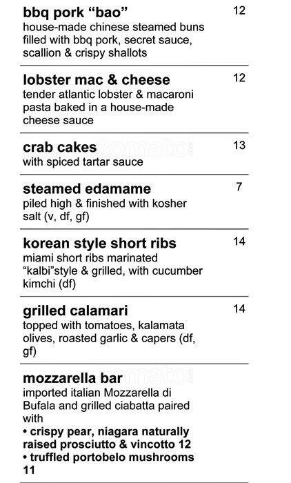 Menu at Glow Fresh & Wine Bar, Toronto