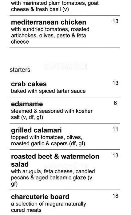 Menu at Glow Fresh & Wine Bar, Toronto