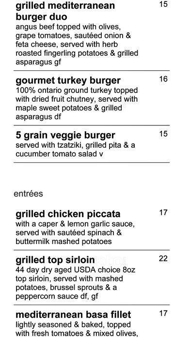 Menu at Glow Fresh & Wine Bar, Toronto