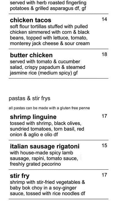 Menu at Glow Fresh & Wine Bar, Toronto