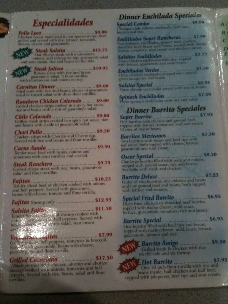 Menu at Salsitas restaurant, Austintown