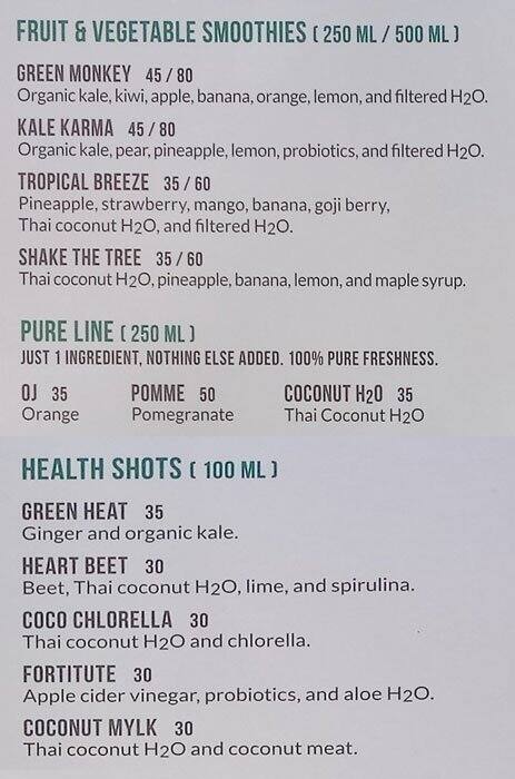 Menu at Cocobeet cafe, Jakarta, Senayan City