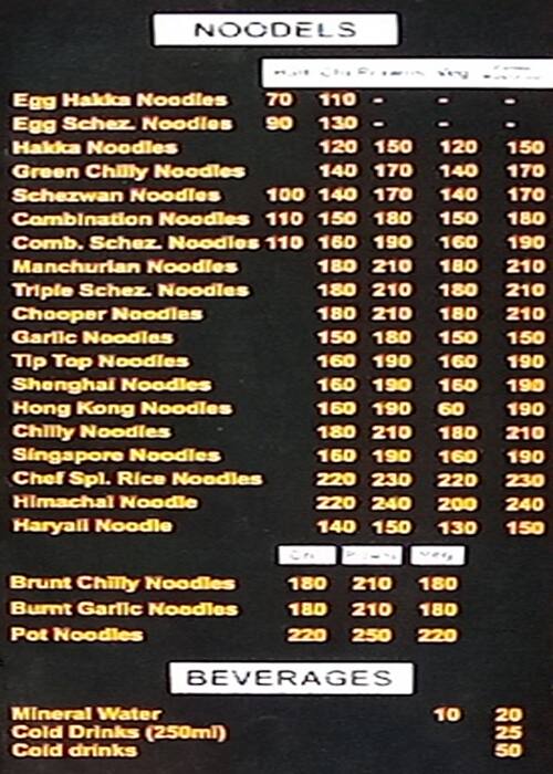 Menu at Red chillies house, Mira Bhayandar