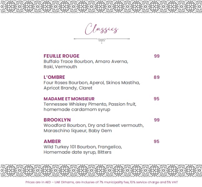 Menu at Asil Dubai – Turkish, Lebanese and Moroccan Restaurant, Dubai