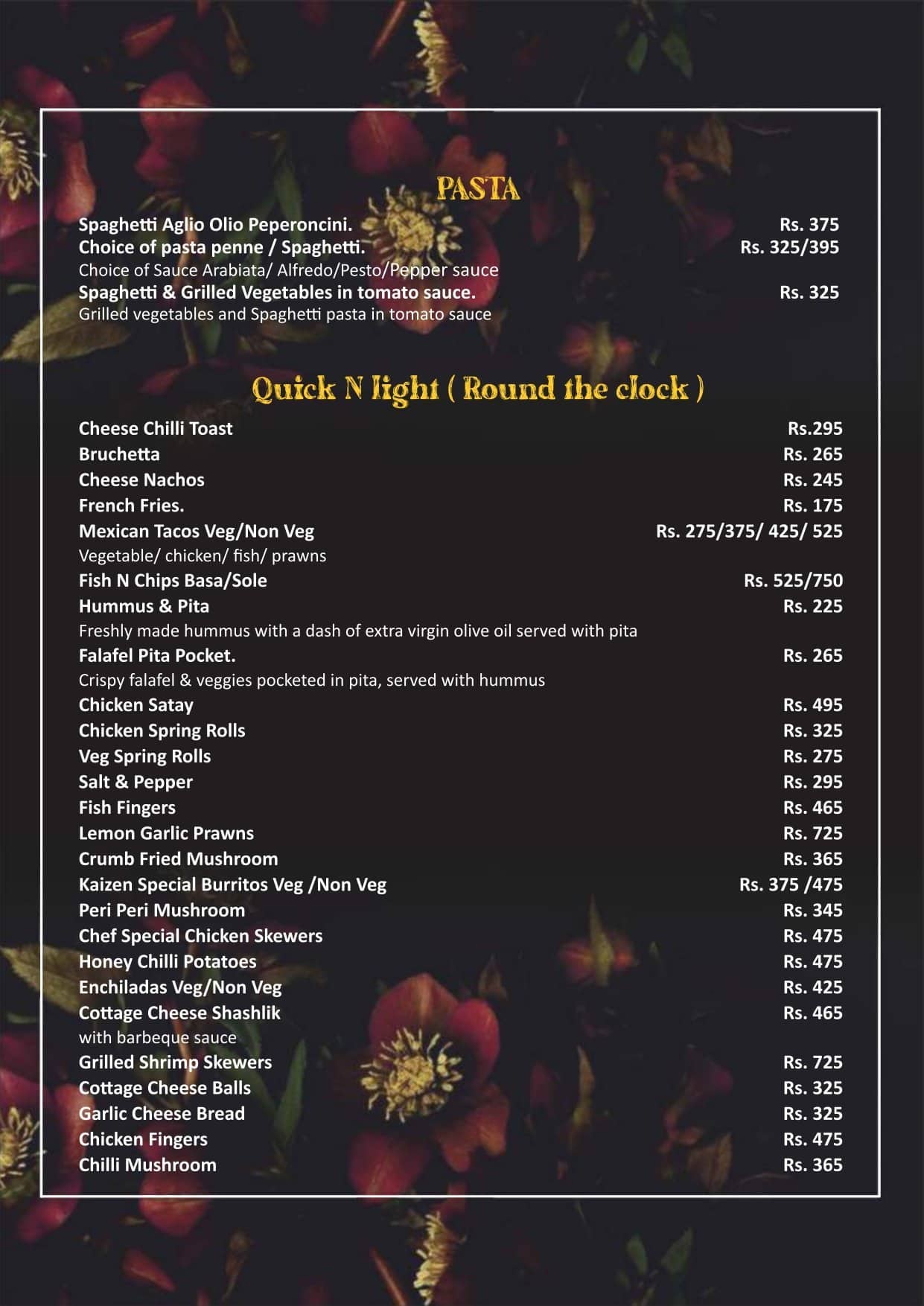 Menu at Kaizen Café Restaurant & Bar, Dehradun