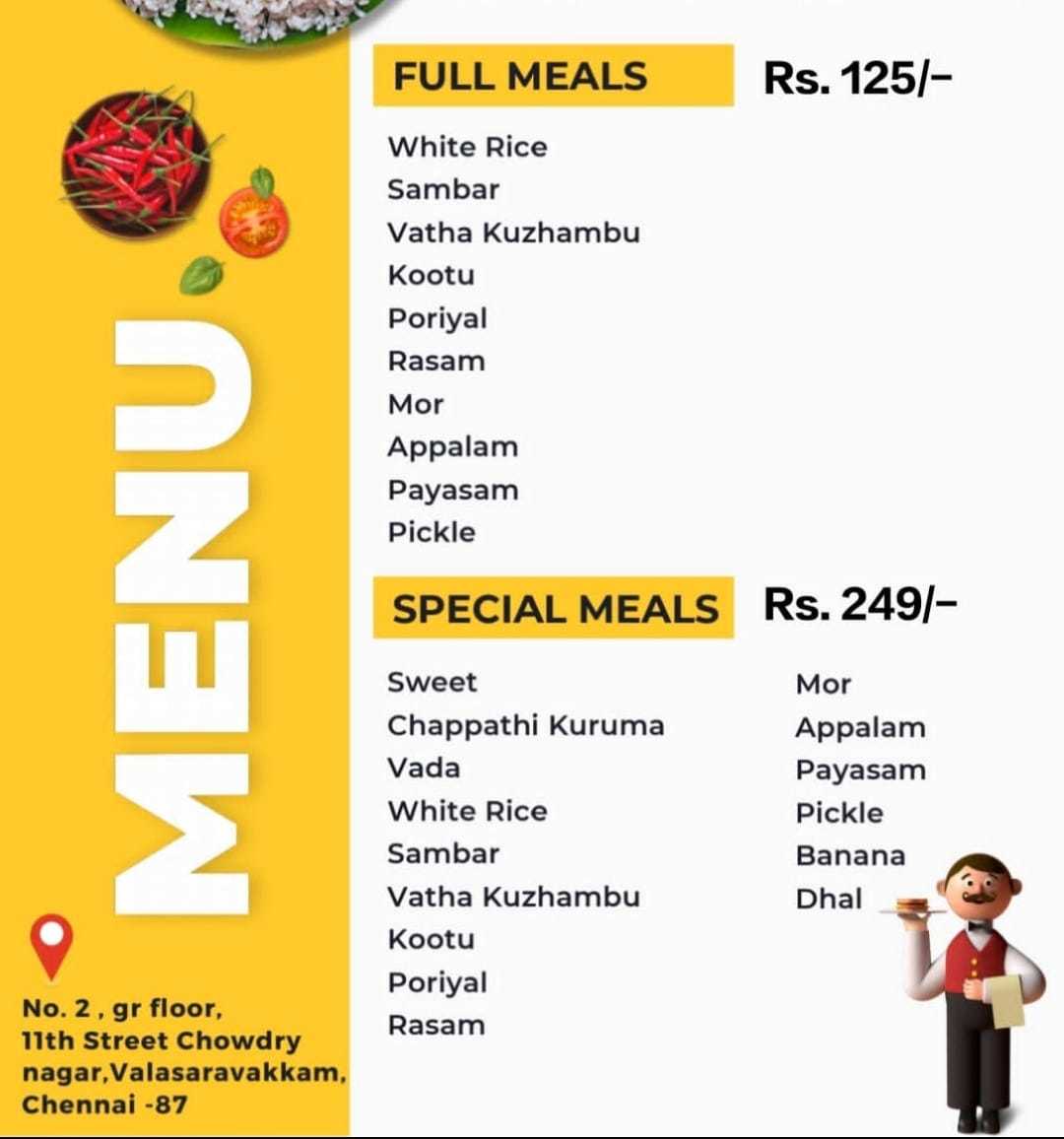 Menu of Siva Homemade Kitchen, Ramapuram, Chennai