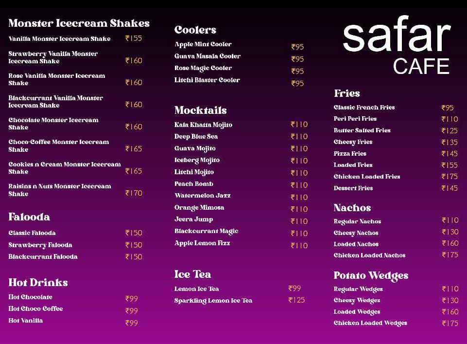 Menu of Safar Cafe, Vikhroli, Mumbai