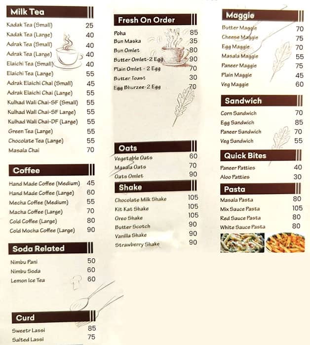Menu of Chai Pani, Janakpuri, New Delhi