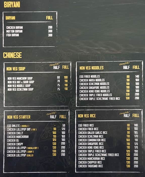 Menu of Master's Biryani, Ramapuram, Chennai