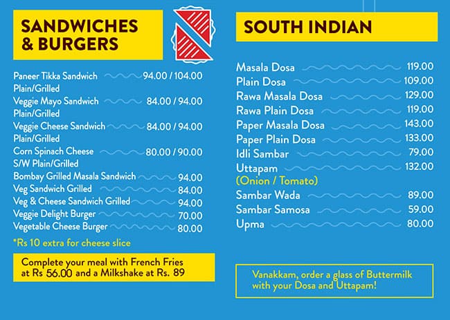 Menu at Haldiram's, Nagpur, 201