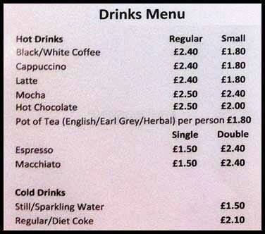 Menu at Coffee Cake cafe, London