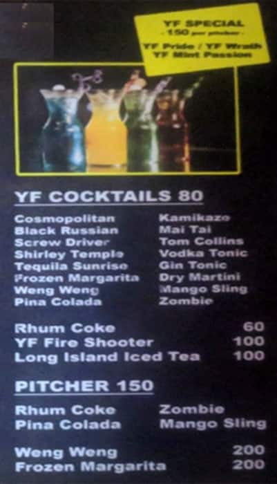 Menu at Yellow Flame Bar & Grill, Pasig